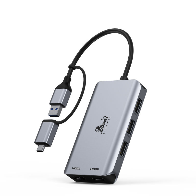 Lionwei USB 3.0 Docking Station Dual HDMI for Windows & macOS