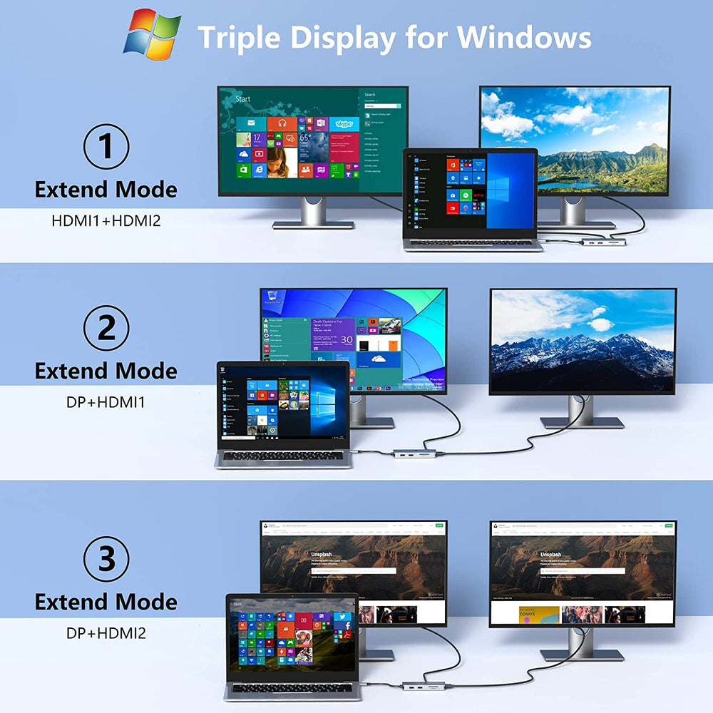 Lionwei USB C Docking Station Triple Monitor 9-IN-1